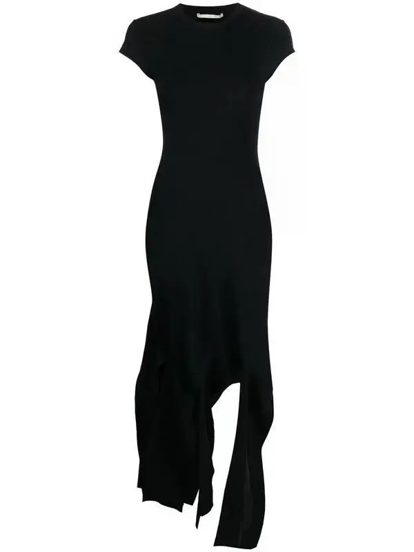 Stella McCartney Fringe-hem Striped Midi Dress - Black
