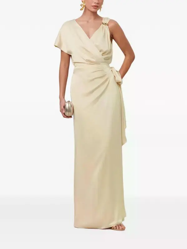SAVEL One-shoulder Draped Maxi Dress - Neutrals