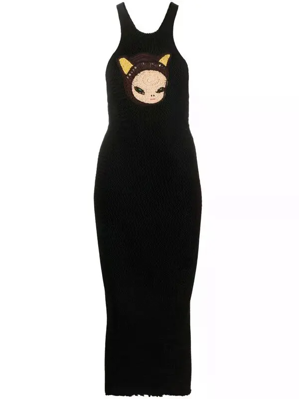 Stella McCartney Nara Crochet-detail Midi Dress - Black