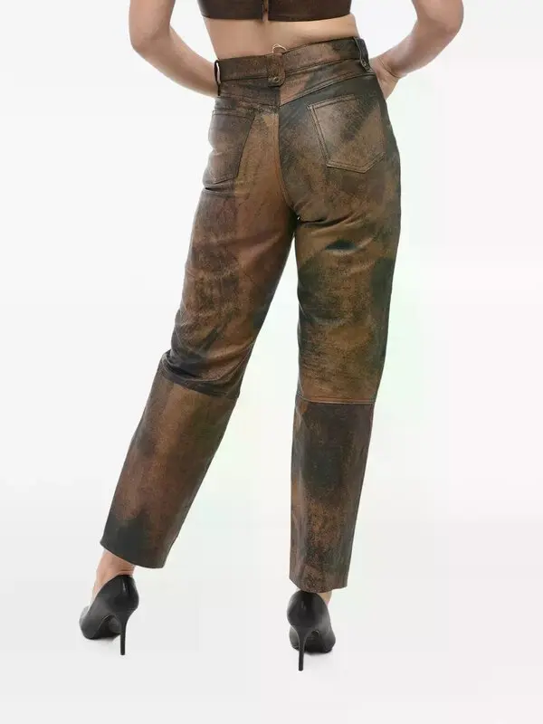 BAIA Textured Leather Trousers - Brown