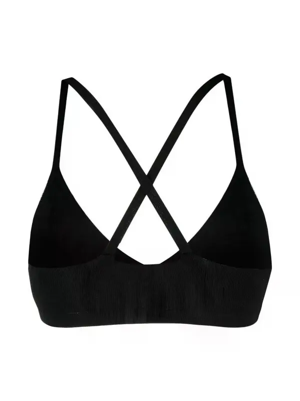 MSGM Ribbed Knit Logo-hem Bra