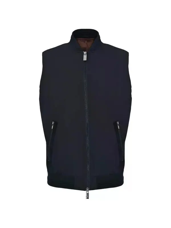 Pal Zileri Zip-up Ribbed-trim Waistcoat - Blue
