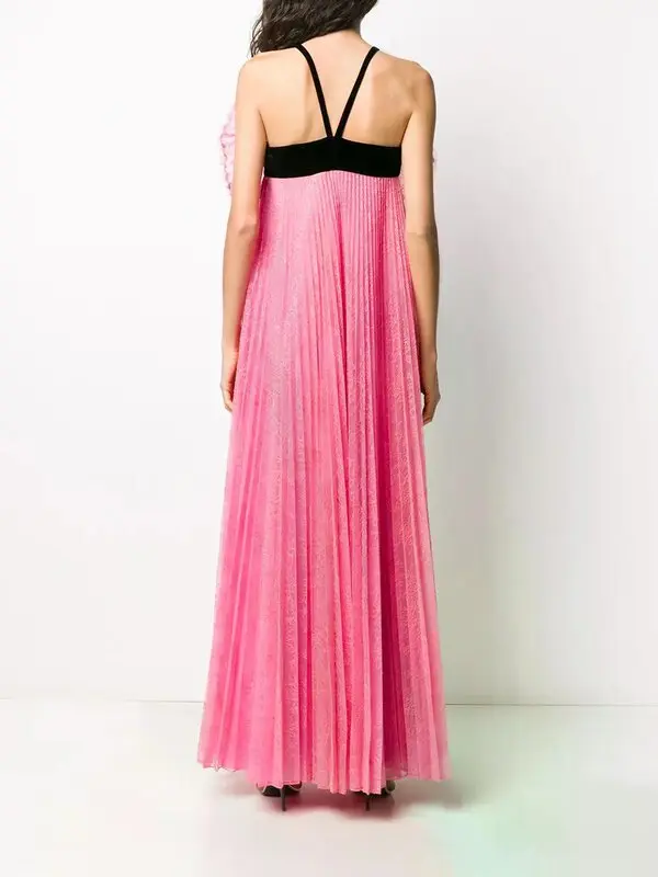 Givenchy Pleated Detail Lace Evening Dress