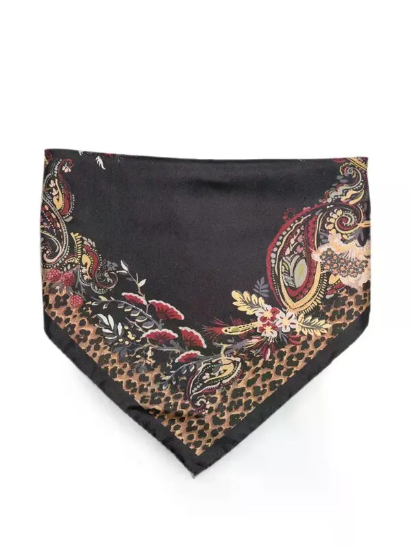 Etro Paisley Leopard-print Scarf - Black