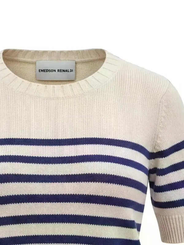 EMERSON RENALDI Striped Short-sleeve Knit Top