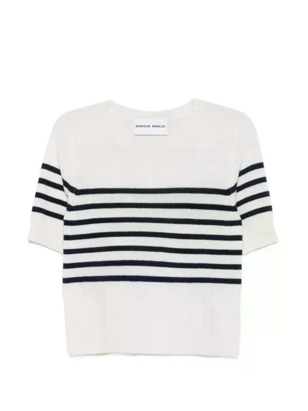 EMERSON RENALDI Striped Crew Neck T-shirt - Neutrals