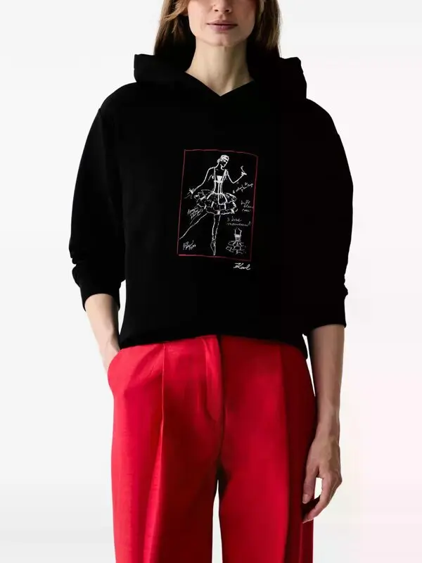 Karl Lagerfeld Sketch-print Hoodie - Black
