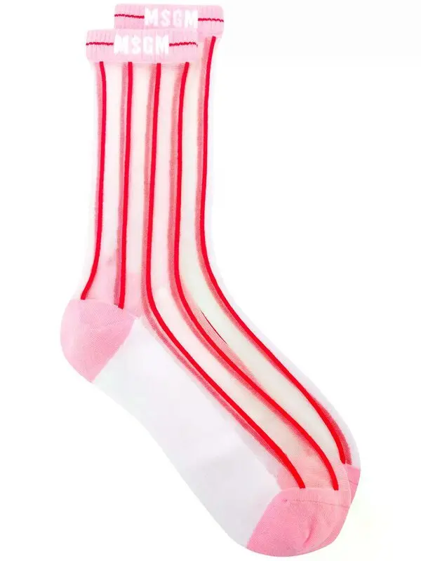MSGM Striped Sheer Socks - Pink