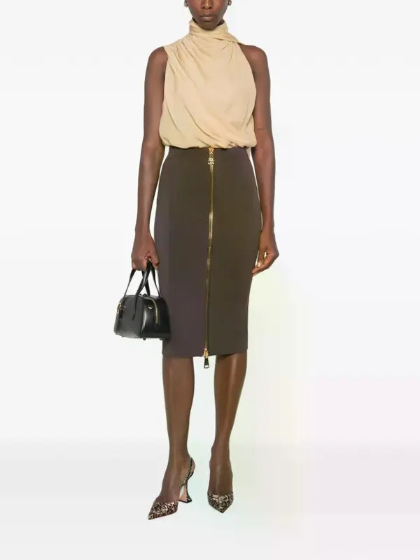 Elisabetta Franchi Front-zip Pencil Midi Skirt