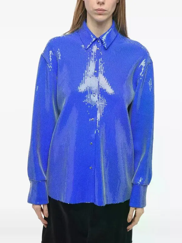 David Koma Sequin-embellishd Shirt - Blue