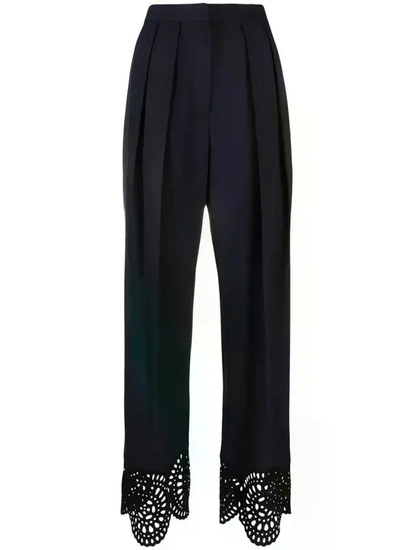 Stella McCartney Broderie Anglaise-trimmed Trousers - Blue
