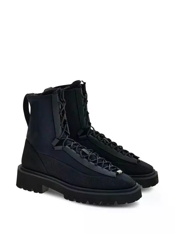 FERRAGAMO Lace-up Combat Boots - Black