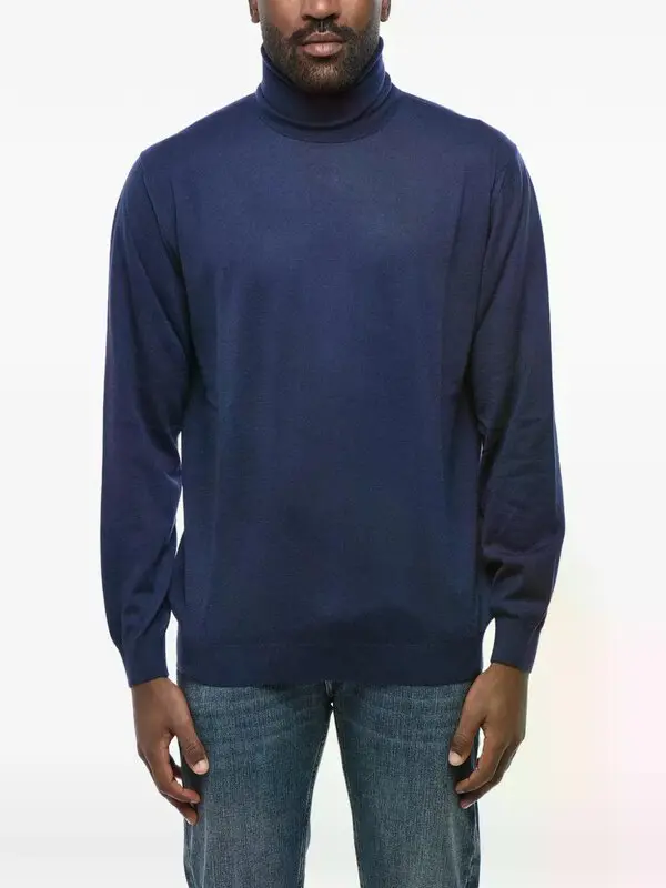 Malo Cashmere Turtleneck Sweater - Blue