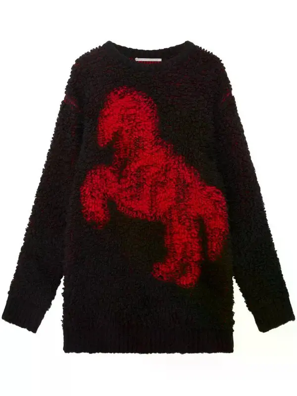 Stella McCartney Pixel Horse Jaquard Wool Jumper - Black