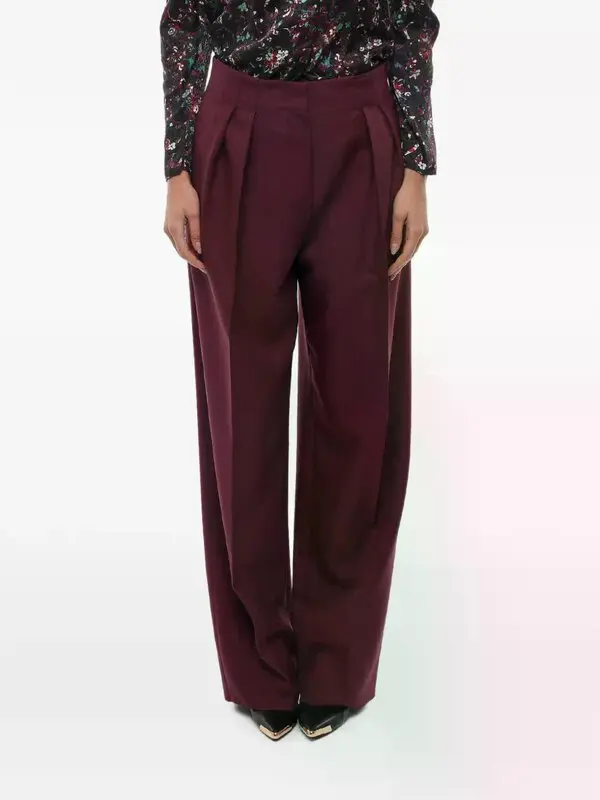 SUPER BLOND Pleated Wide-leg Trousers - Red