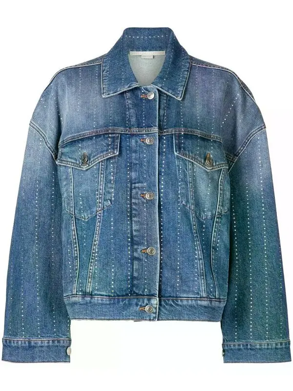 Stella McCartney Rhinestone-embellished Denim Jacket - Blue