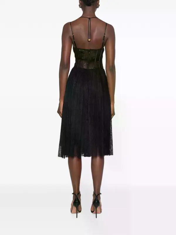 Elisabetta Franchi Lace Panelled Pleated Midi Dress