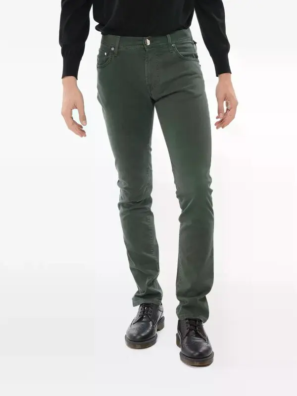 Corneliani Embroidered Five-pocket Jeans - Green