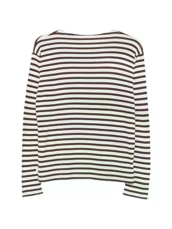 Closed Horizontal-stripe Long-sleeve T-shirt