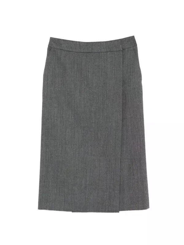 Ermanno Scervino Herringbone-pattern Wrap Midi Skirt - Grey