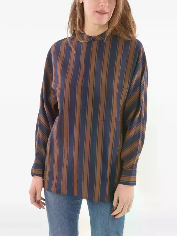 Woolrich Scully Collarless Striped Shirt - Blue