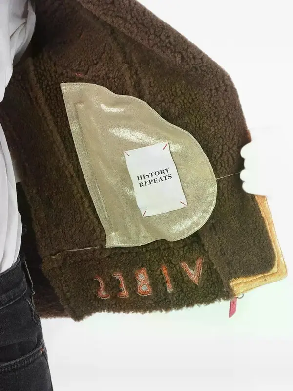 History Repeats Embroidered Zip-up Shearling Jacket