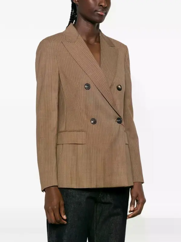 Max Mara Mstumico Pinstripe Double-breasted Blazer - Brown