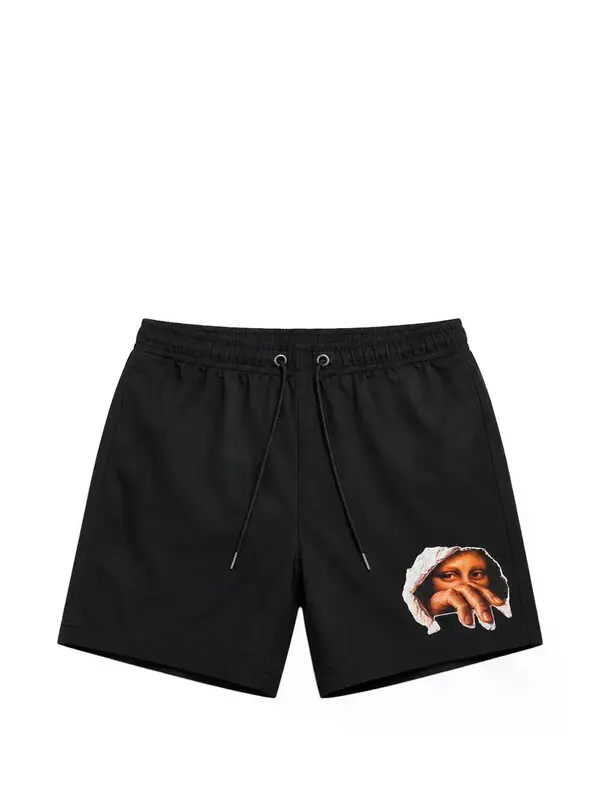 MELT Graphic-print Drawstring Swim Shorts - Black