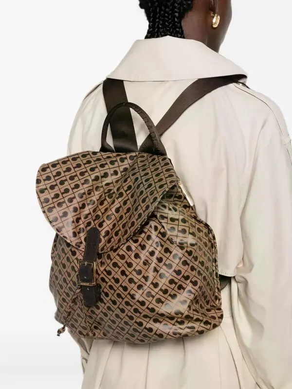 GHERARDINI Monogram-print Buckle-fastening Backpack - Brown