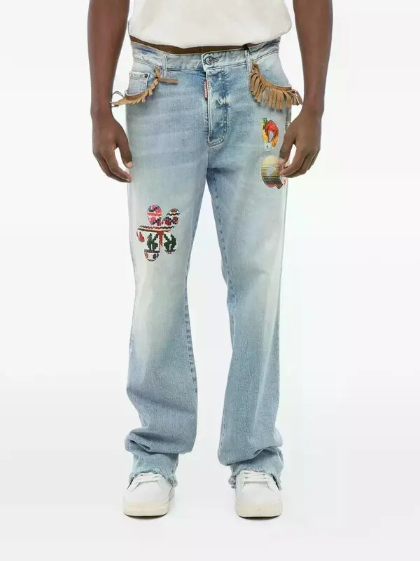 Dsquared2 Fringe-detail Patchwork Jeans - Blue