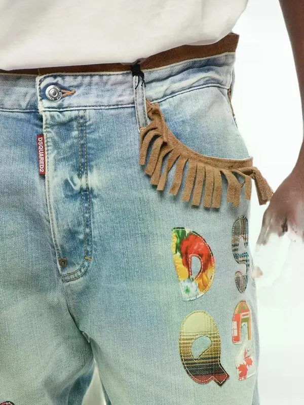 Dsquared2 Fringe-detail Patchwork Jeans
