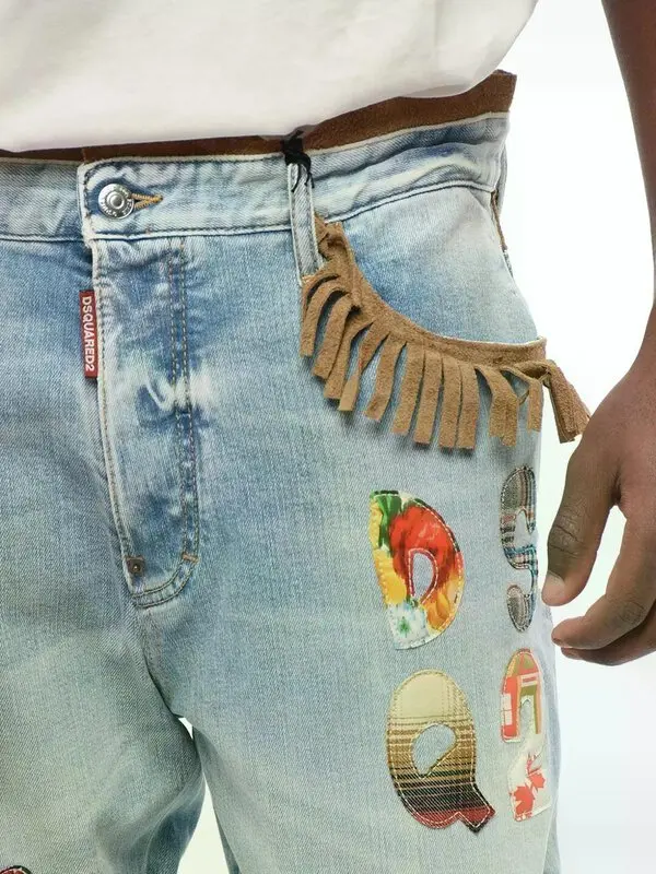 Dsquared2 Fringe Detail Patchwork Jeans