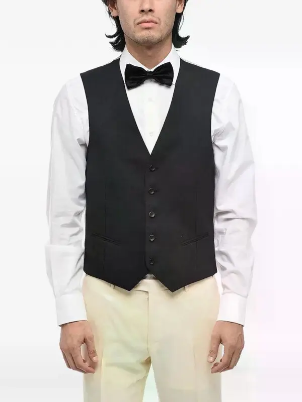 TONELLO V-neck Single-breasted Waistcoat - Black