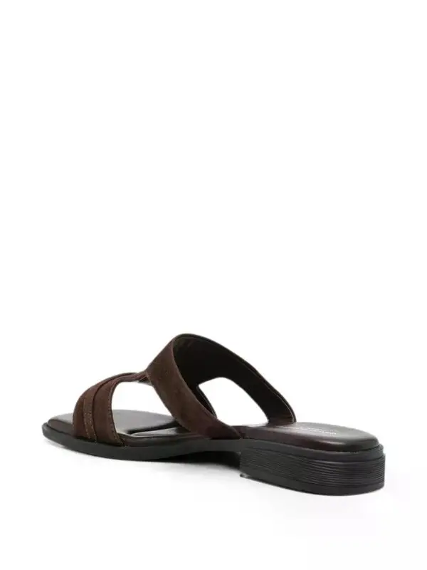 SERGIO MORETTI FIRENZE Suede Buckle Detail Sandals - Brown