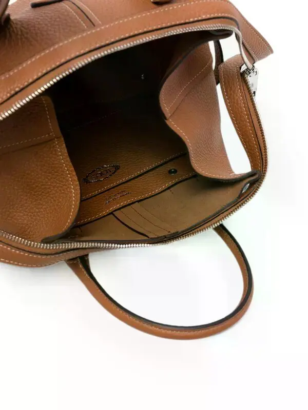 TOD'S Mini Logo-patch Pebbled Tote Bag