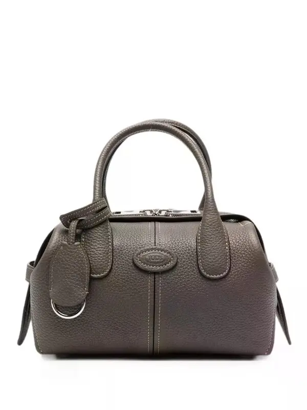 TOD'S Logo-patch Pebbled Tote Bag - Grey
