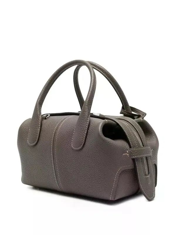 TOD'S Logo Patch Pebbled Leather Tote Bag