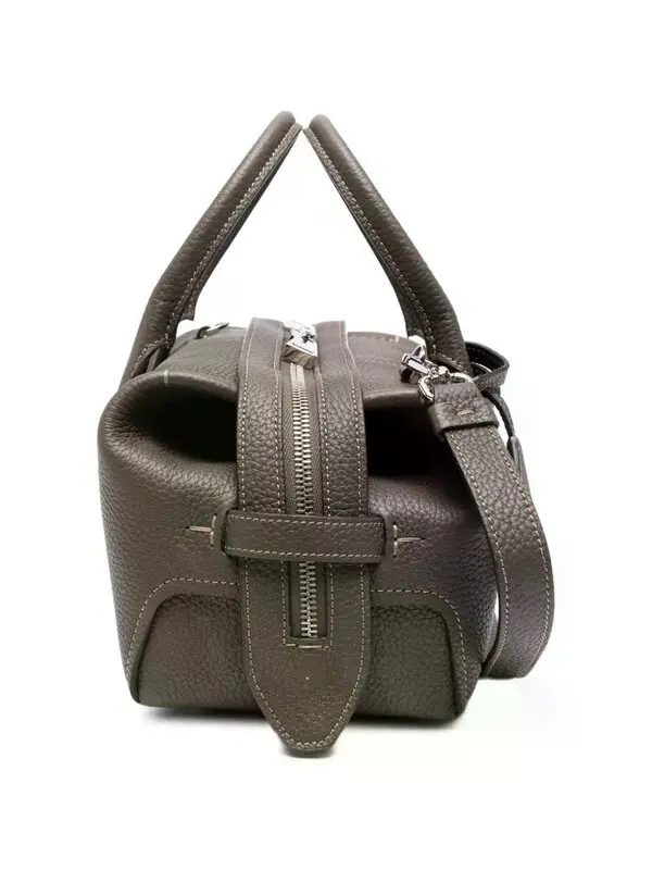 TOD'S Logo Patch Pebbled Leather Tote Bag