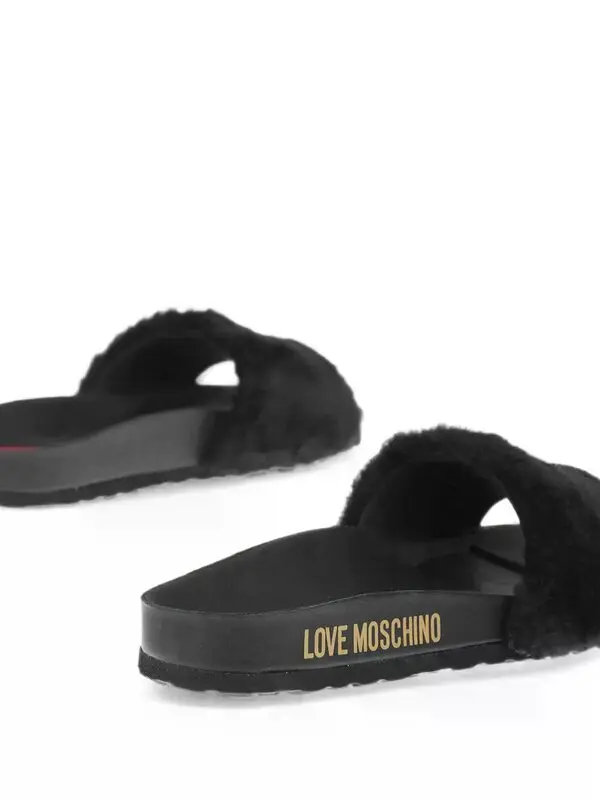 Moschino Rhinestone Heart-patch Slides