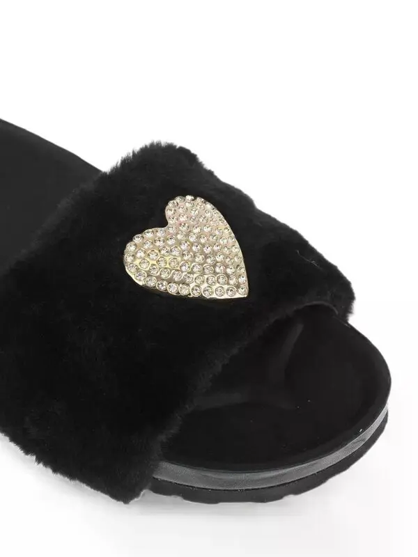 Moschino Rhinestone Heart-patch Slides