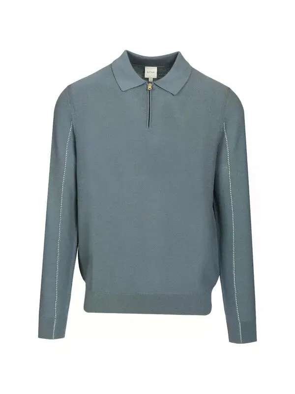 Paul Smith Quarter-zip Textured Merino Sweater - Blue