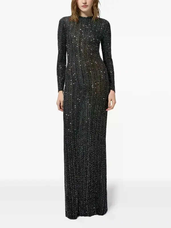 Missoni Sequin-embellished Striped Maxi Dress - Black