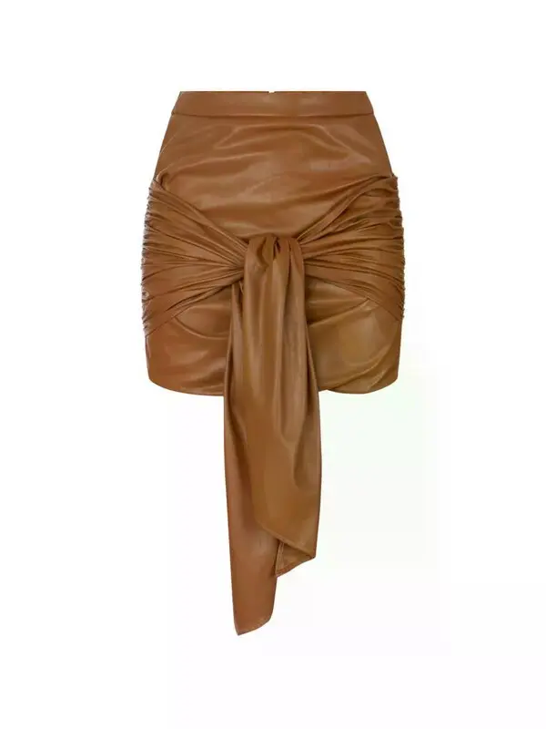Elisabetta Franchi Ruched Knot Detail Mini Skirt - Brown