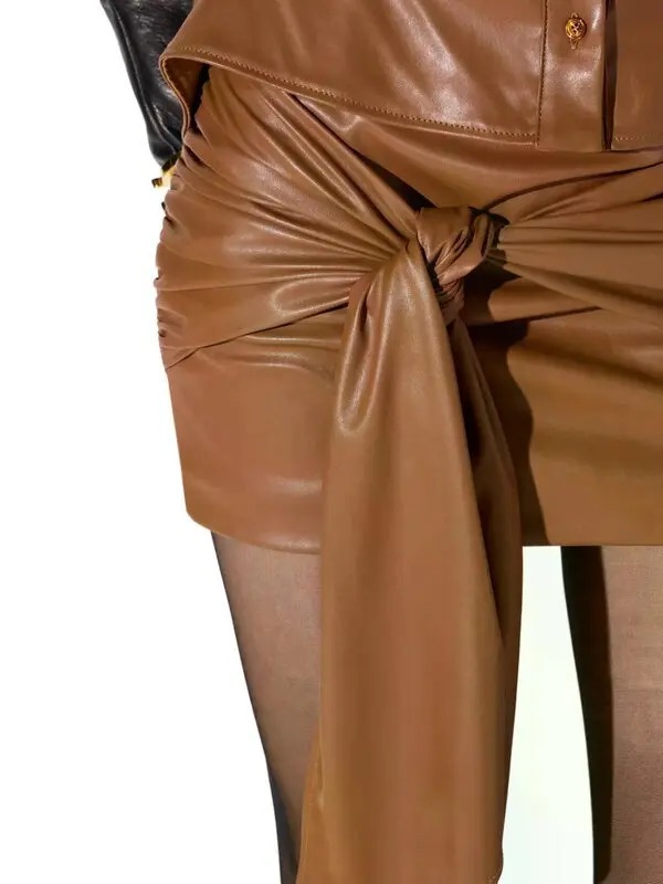 Elisabetta Franchi Ruched Knot Detail Mini Skirt - Brown
