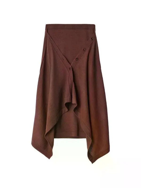 LEMAIRE Buttoned Skirt In Merino Wool Blend - Brown