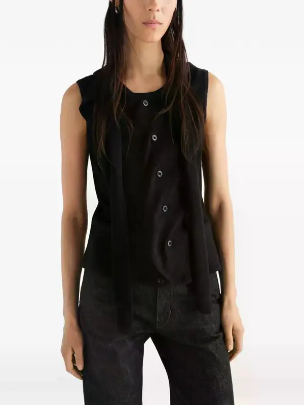 LEMAIRE Asymmetrical Merino Wool Blend Cardigan - Black
