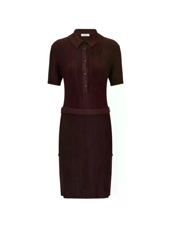 FERRAGAMO Knitted Polo Dress - Brown