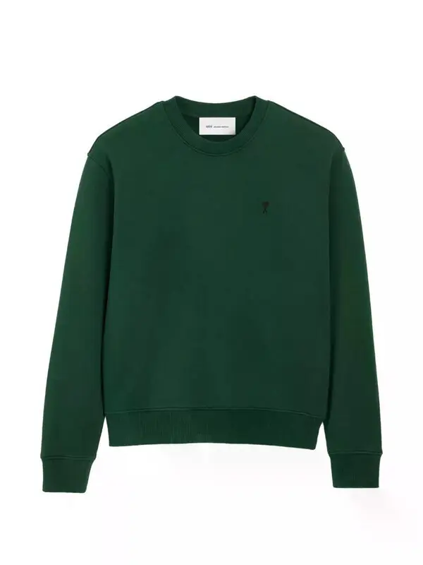 AMI Paris Cotton Sweatshirt With De Coeur - Green
