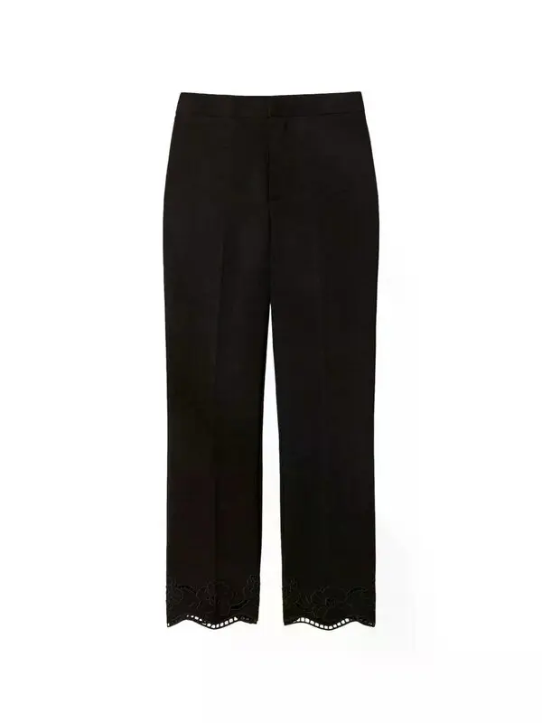 TWINSET Straight Trousers With Broderie Anglaise - Black