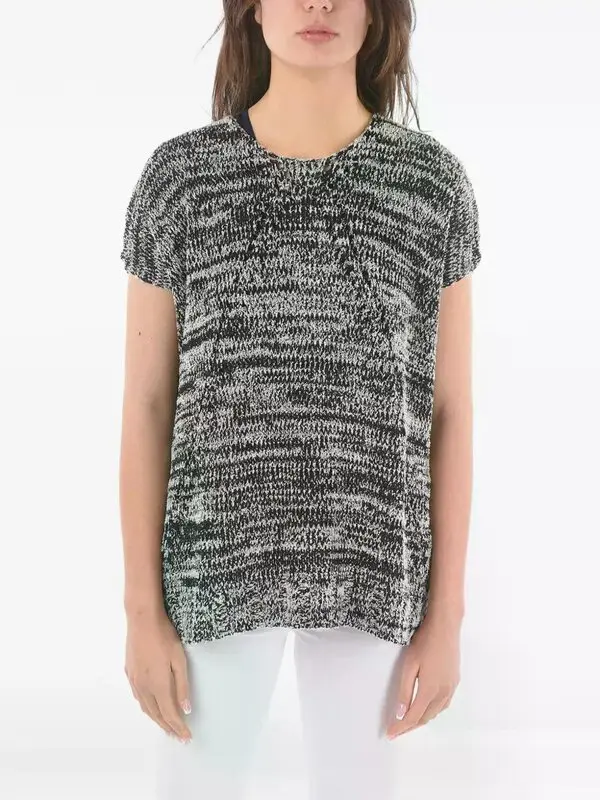 Woolrich Two-tone Short-sleeve Cotton Sweater - Black